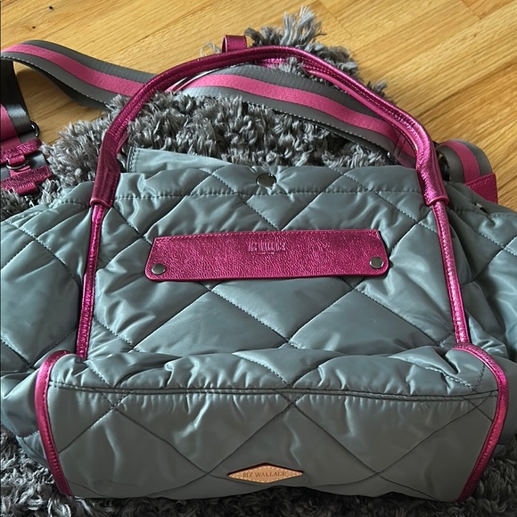 MZ Wallace | Bags | Mz Wallace Gray And Pink Quilted Large Madison ...